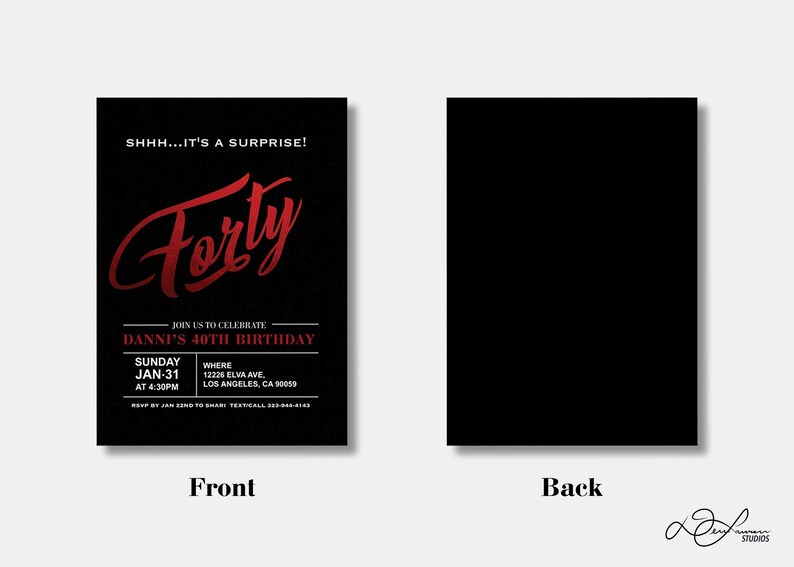 Editable 40th Birthday Invitation Digital Template, Adult Invites, 40th ...