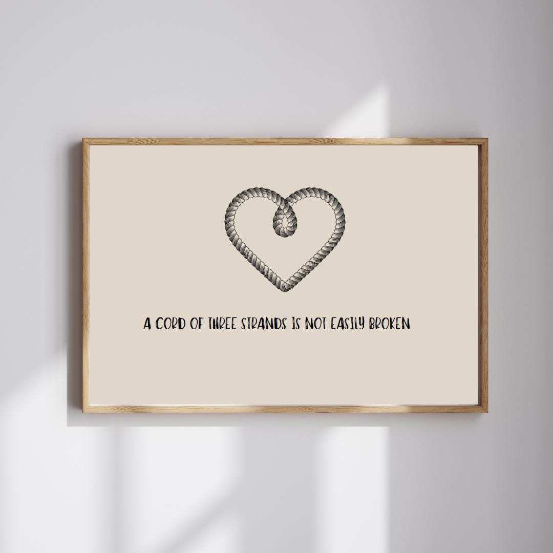 A Cord of Three Strands Heart Print | Christian Wall Art | Bible Verse ...