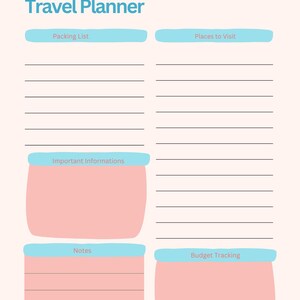 Printable Travel Planner, Trip Checklist (digital Download) - Etsy