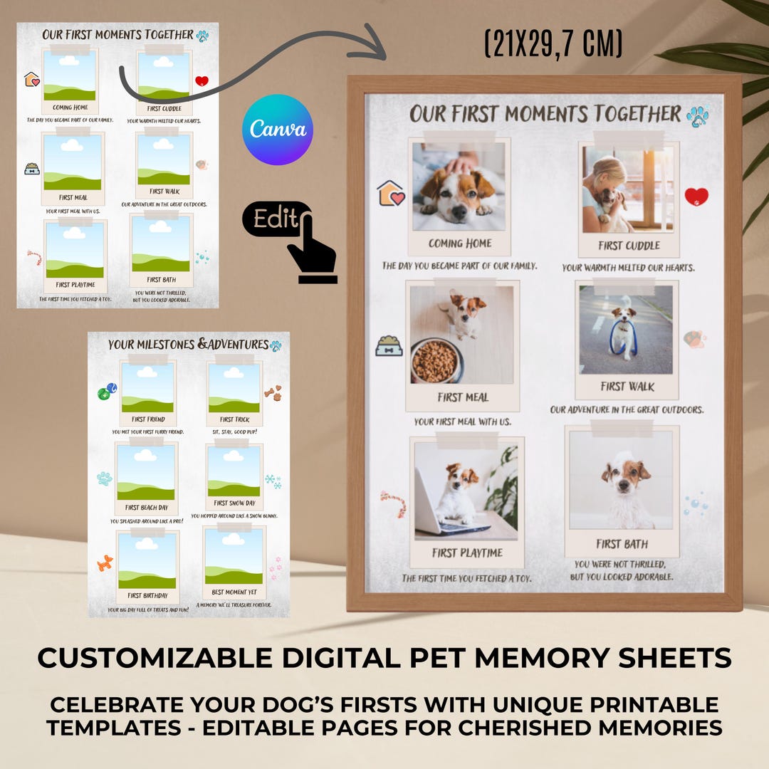 Customizable Digital Pet Memory Sheets: Celebrate Your Dog’s Firsts ...