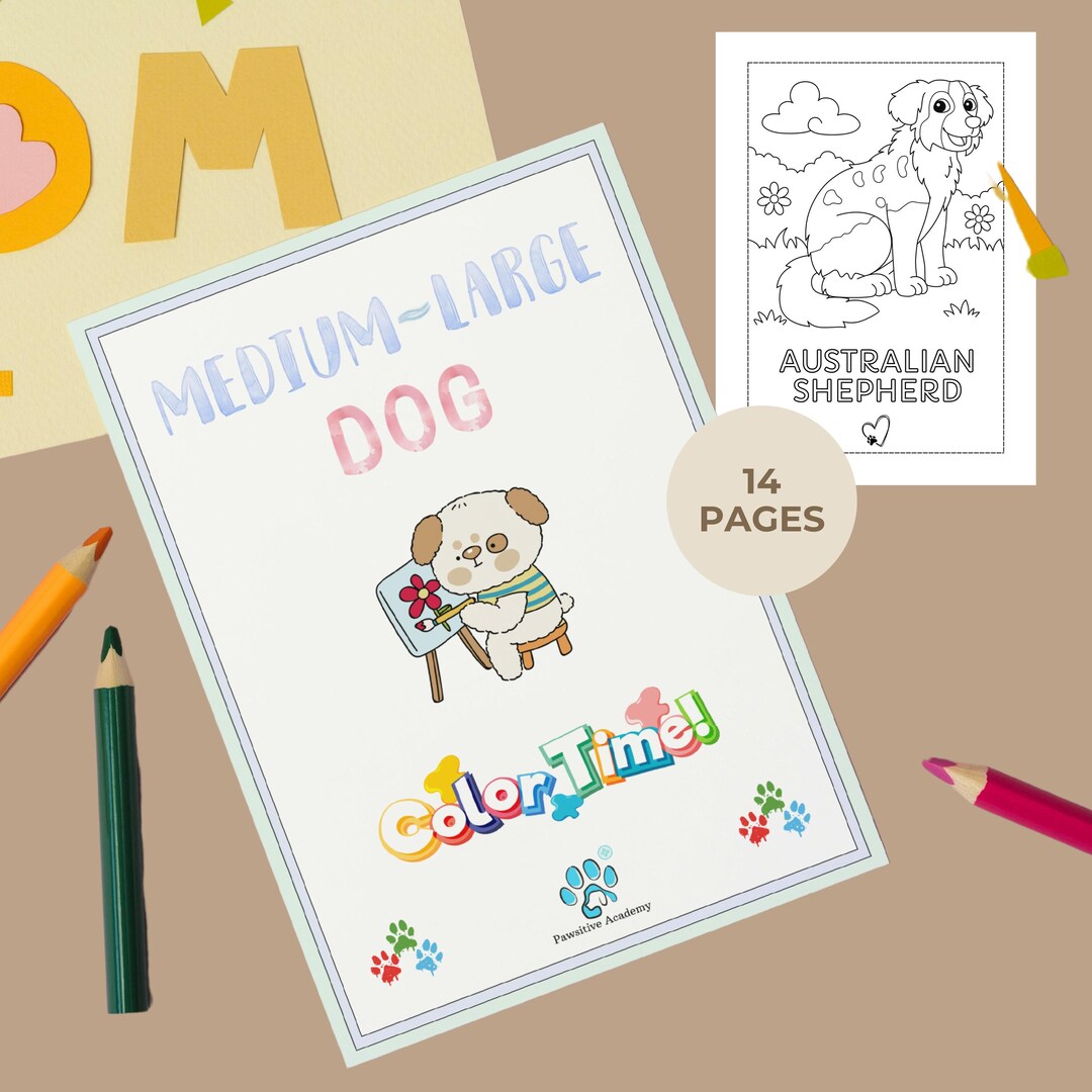 Medium-large Dog Coloring Book for Kids – Digital PDF | Fun Educational ...