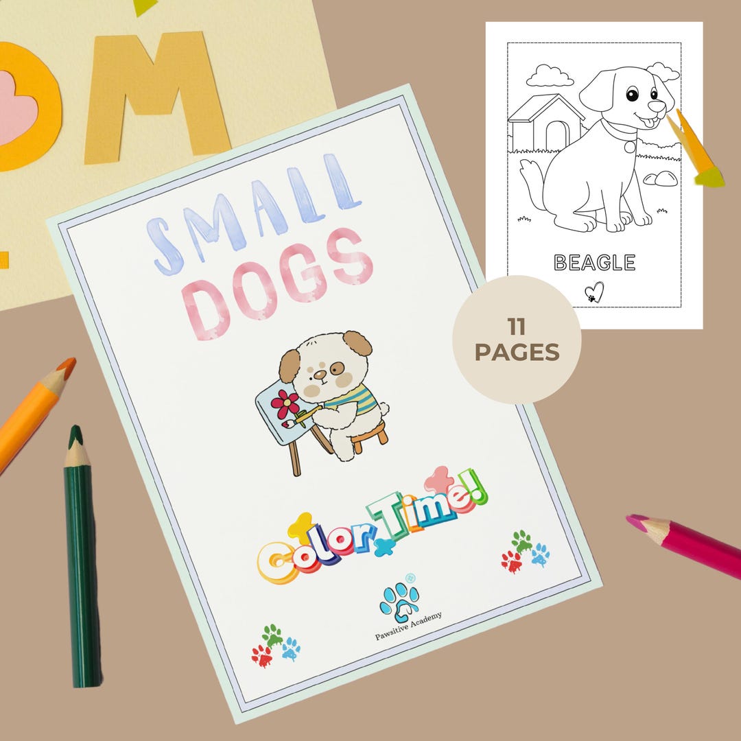 Digital Printable Small Dog Coloring Book PDF for Kids – Educational ...