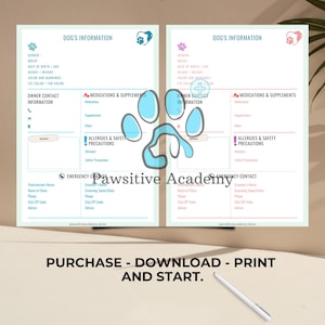 Printable Dog Info Sheet: Editable Pet Record Canva Template - Etsy