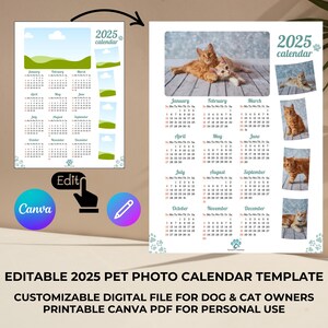 Editable 2025 Pet Photo Calendar Template - Customizable Digital File ...