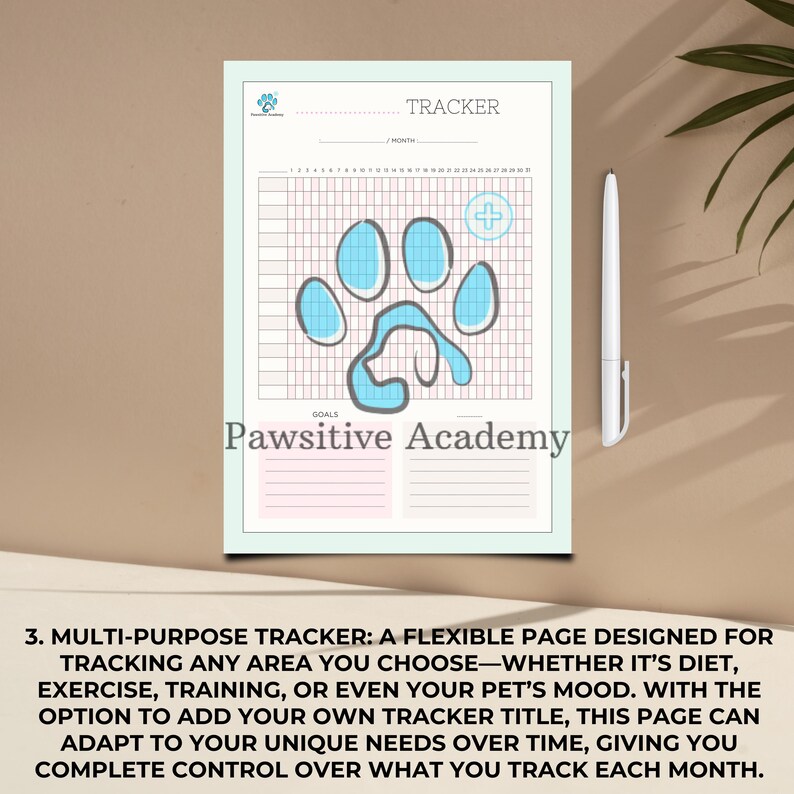 Printable Pet Training / Habit Tracker PDF - Customizable Monthly Goals ...