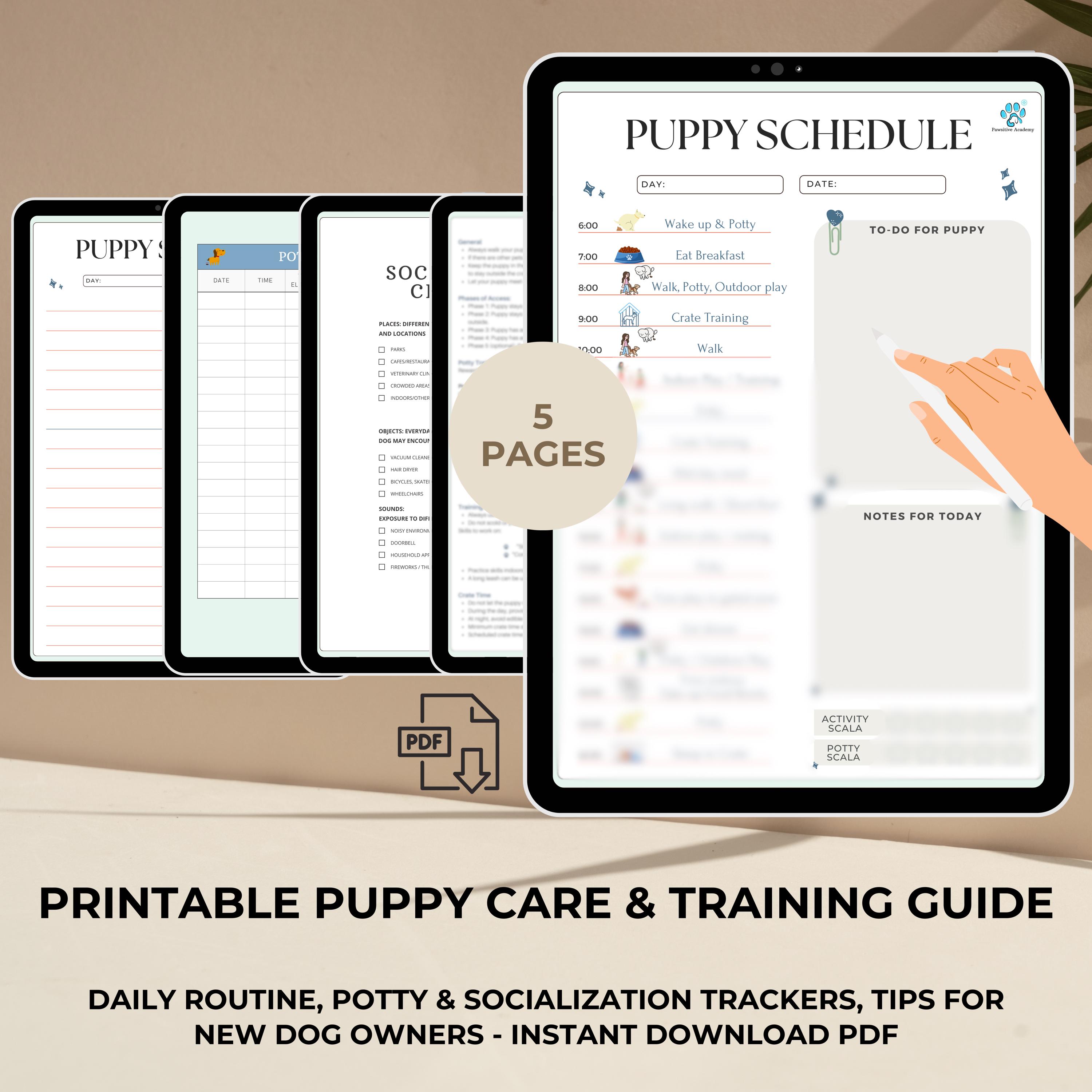Printable Puppy Care Training Guide: Daily Routine & Socialization ...