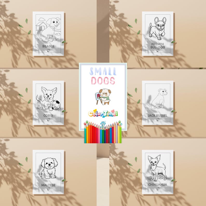 Digital Printable Small Dog Coloring Book PDF for Kids – Educational ...