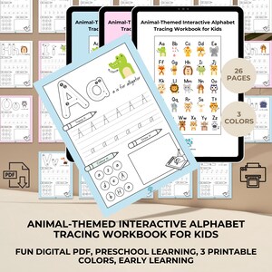 Animal-themed Interactive Alphabet Tracing Workbook for Kids - Fun ...