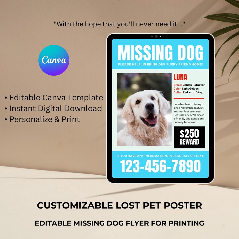 Lost Dog Flyer - Etsy