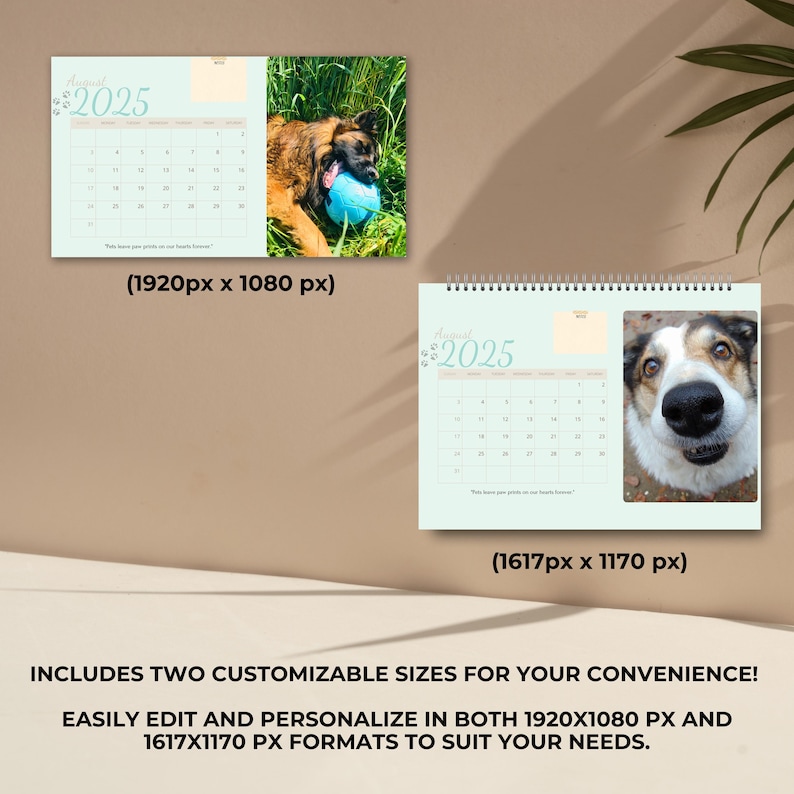 2025 Customizable Dog-themed Calendar | Digital Download, Printable ...
