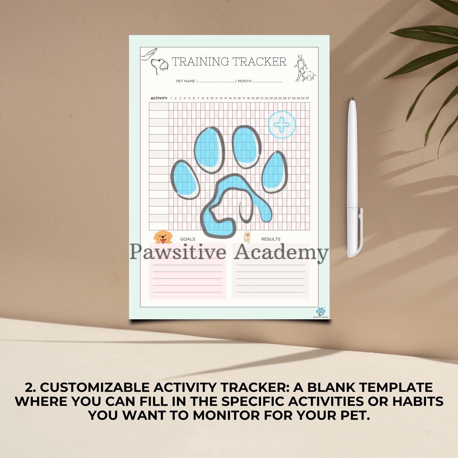 Printable Pet Training / Habit Tracker PDF - Customizable Monthly Goals ...