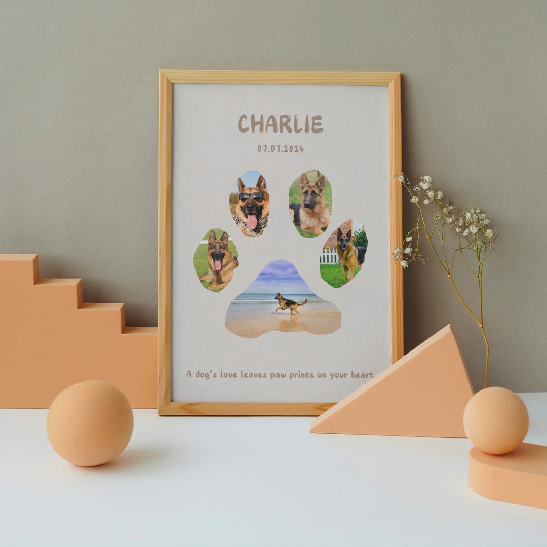 Personalized Dog Paw Print Photo Collage: Pet Memorial (canva Template ...