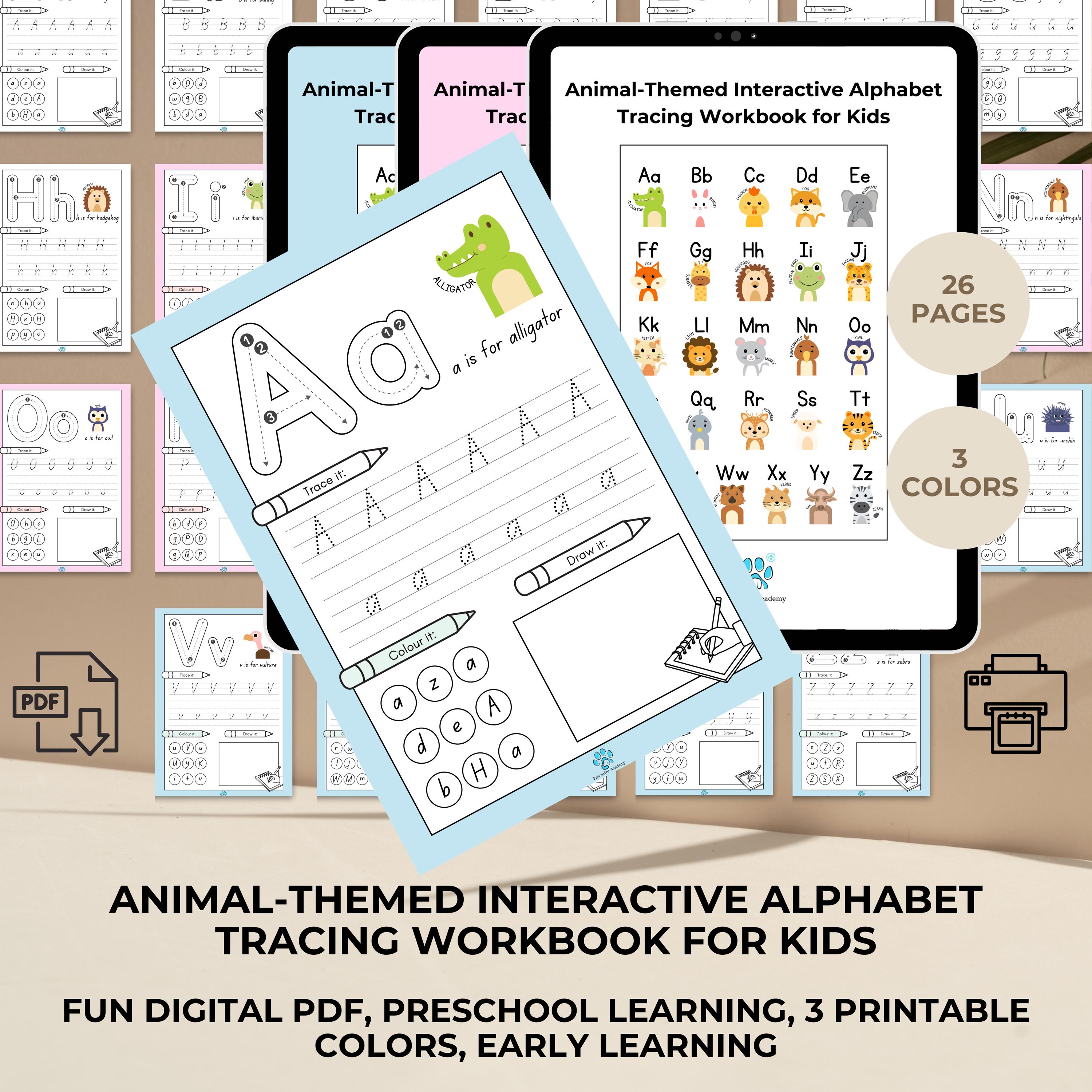 Animal Alphabet Tracing Workbook – Preschool Learning for Kids (PDF ...
