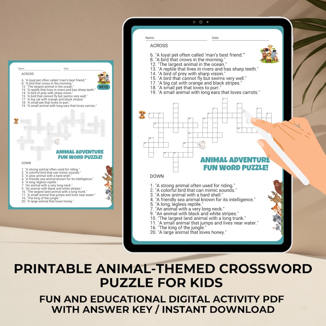 Printable Animal-themed Crossword Puzzle for Kids - Fun and Educational ...