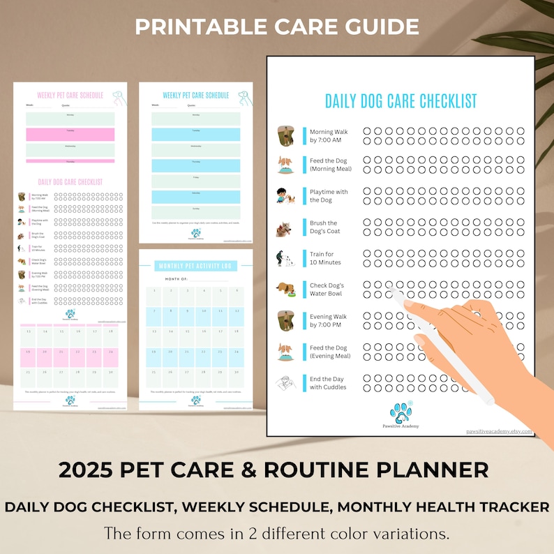 Pet Care & Routine Planner 2025 | Daily Dog Checklist, Weekly Schedule ...