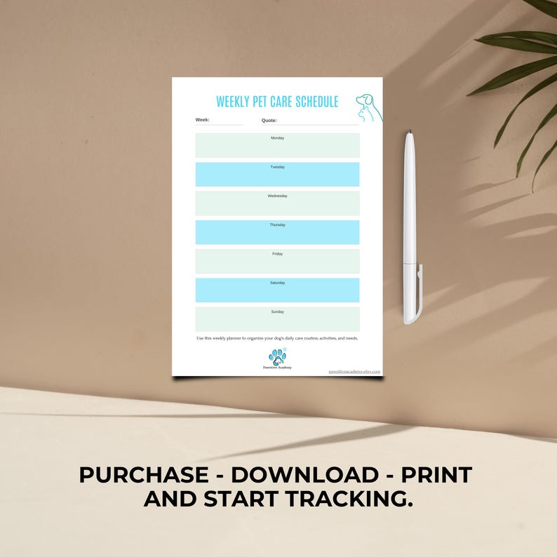 Pet Care & Routine Planner 2025 | Daily Dog Checklist, Weekly Schedule ...