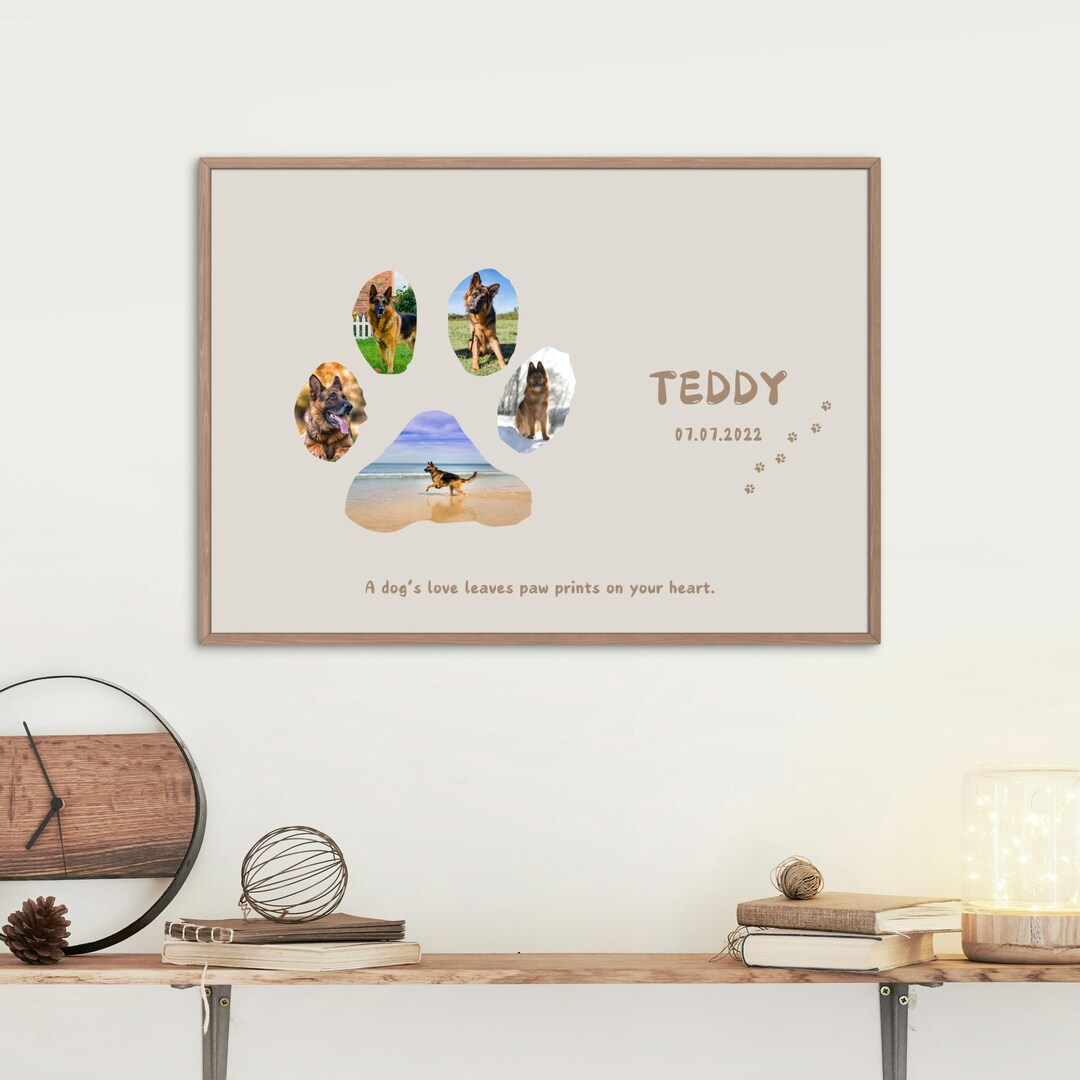 Personalized Dog Paw Print Photo Collage: Pet Memorial Gift (canva ...