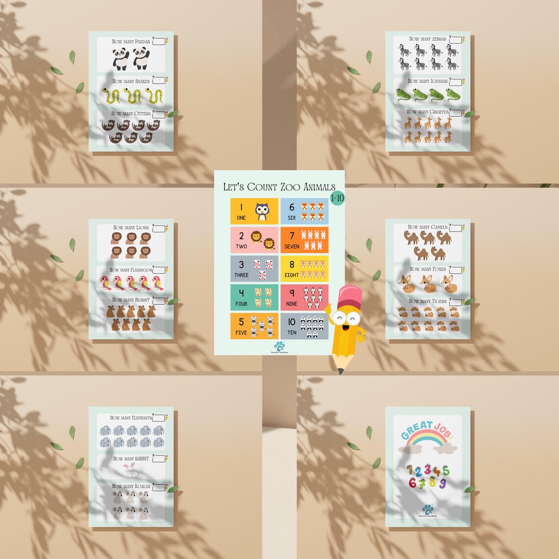 Zoo Animal Counting Activity: Numbers 1-10 (digital PDF) - Etsy
