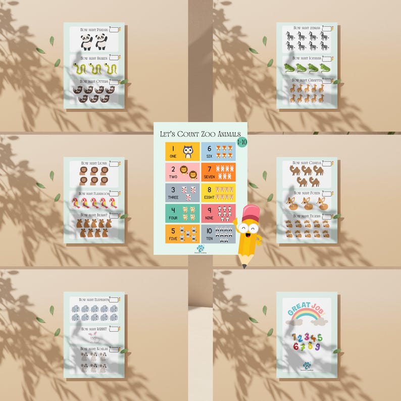 Zoo Animal Counting Activity: Numbers 1-10 (digital PDF) - Etsy
