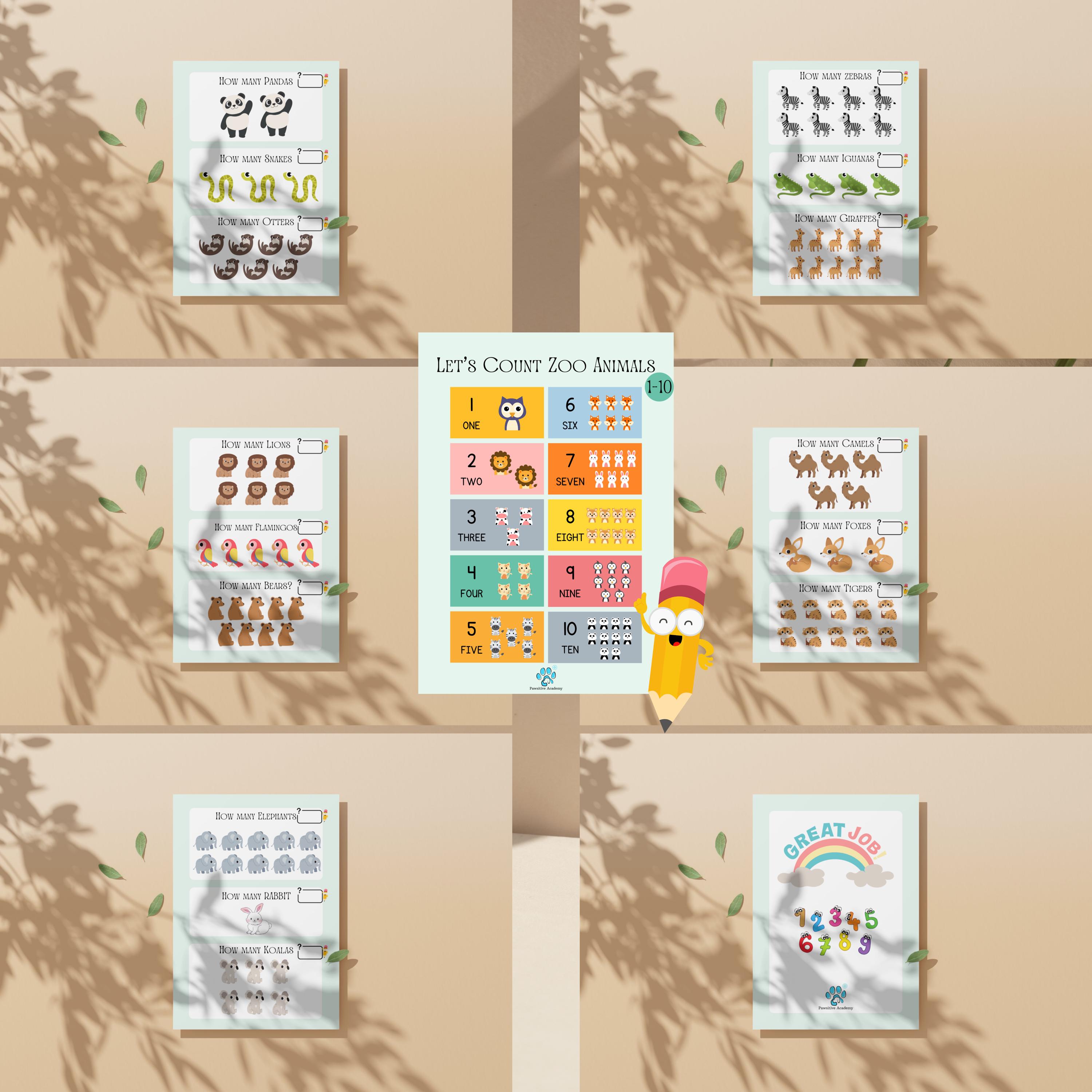 Printable Zoo Animal Counting Activity | Fun Digital PDF to Teach ...