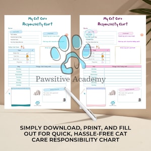 Printable Cat Care Responsibility Chart for Kids - Fun & Interactive ...