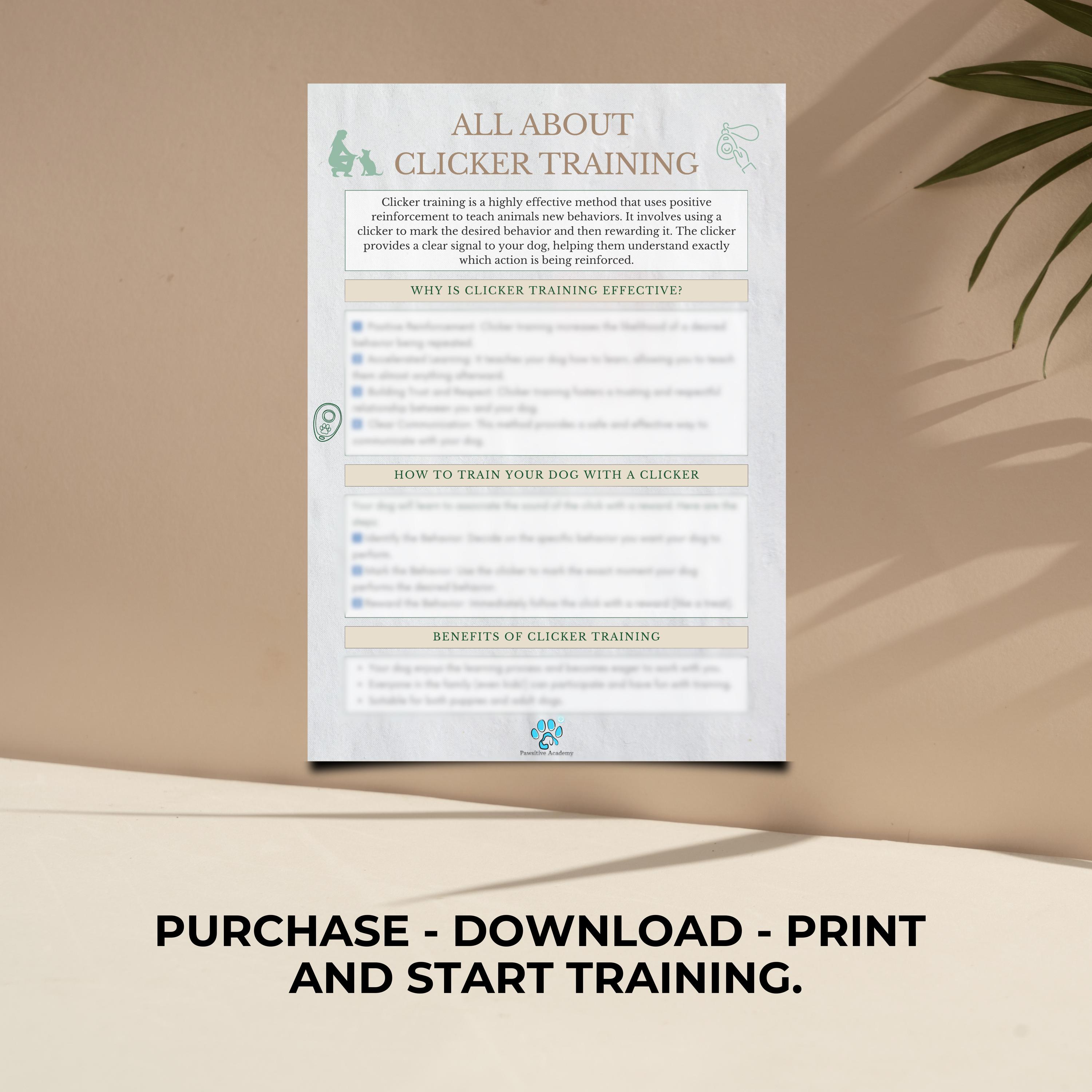 Clicker Training Digital Guide | Printable PDF for Dog Owners, Trainer ...