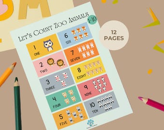 Zoo Animal Counting Activity: Numbers 1-10 (digital PDF) - Etsy