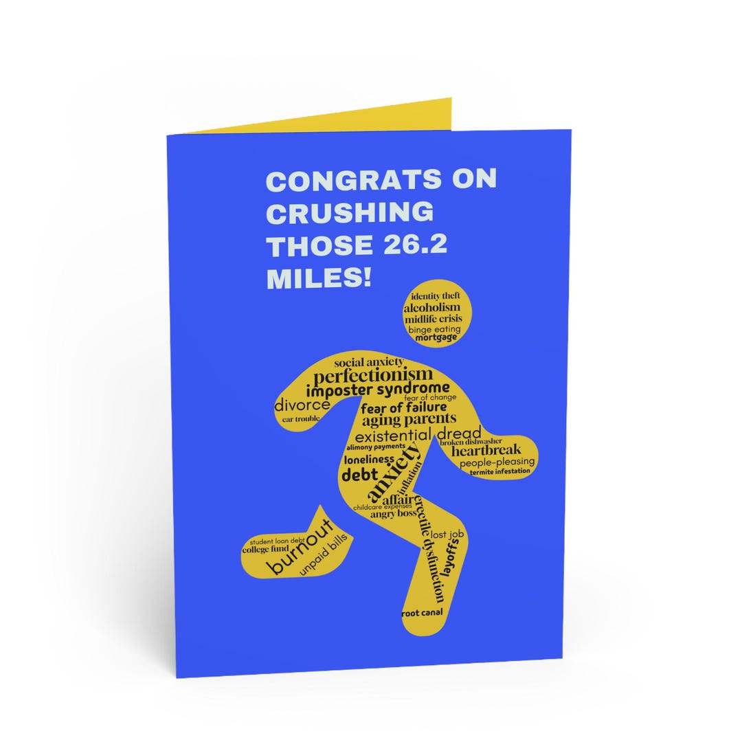 Marathon Congratulations Greeting Card Unique Design, Running ...