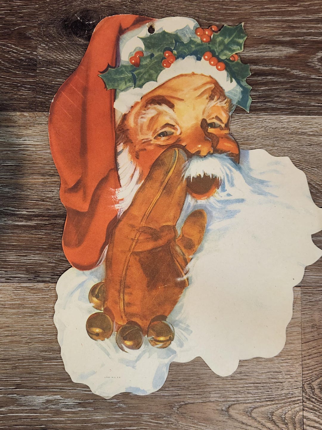 Vintage Christmas Holiday Santa Cardboard Cut-out Decoration - Etsy