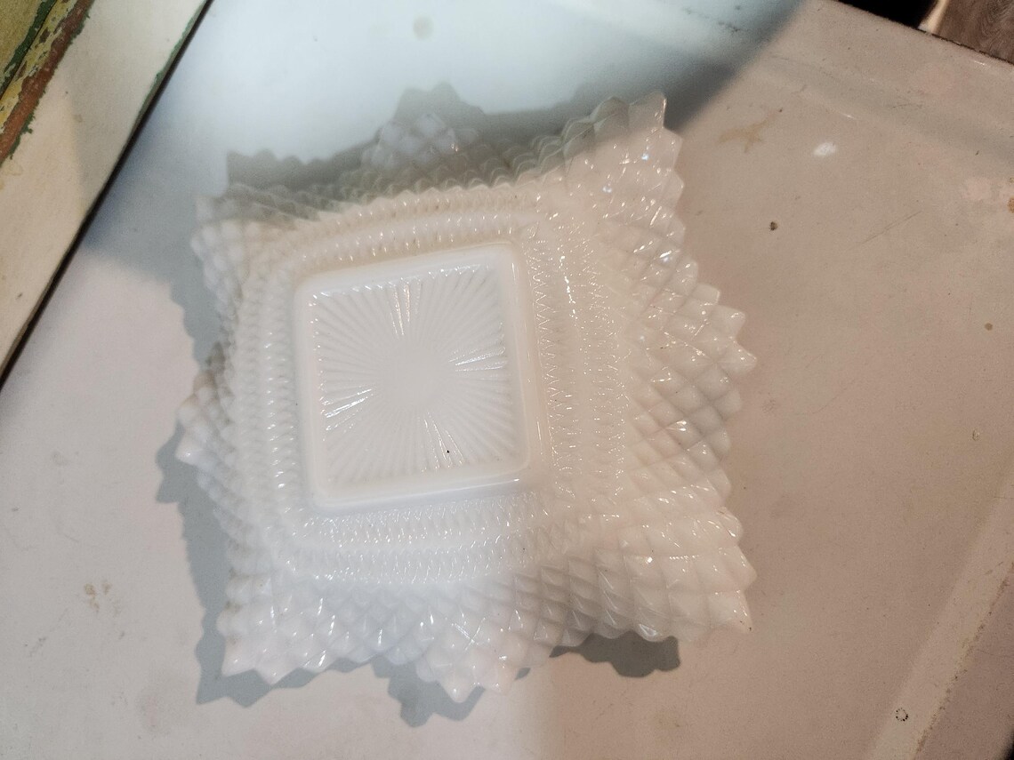 Ruffled Iridescent Milk Glass Candy Dish - Etsy