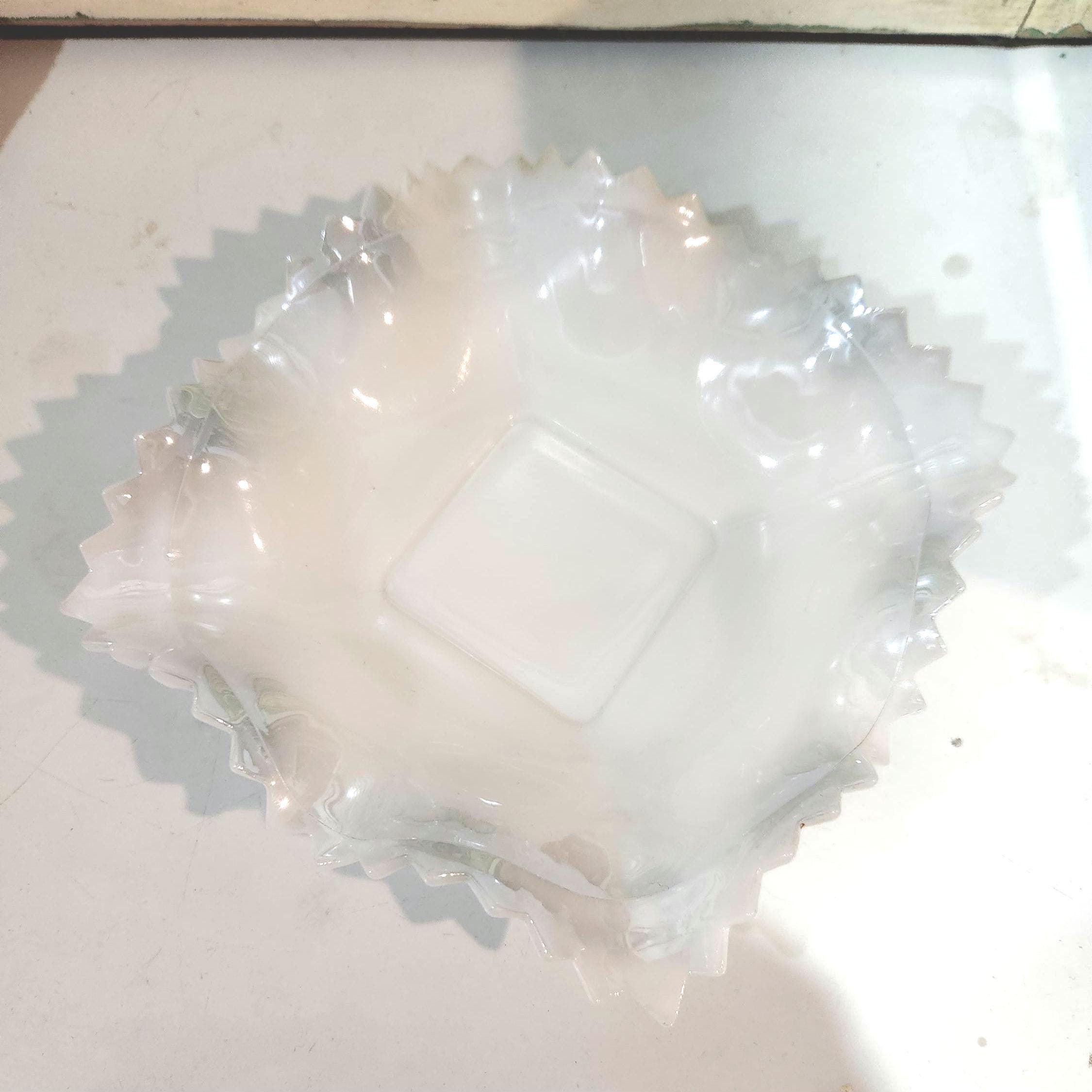Ruffled Iridescent Milk Glass Candy Dish - Etsy