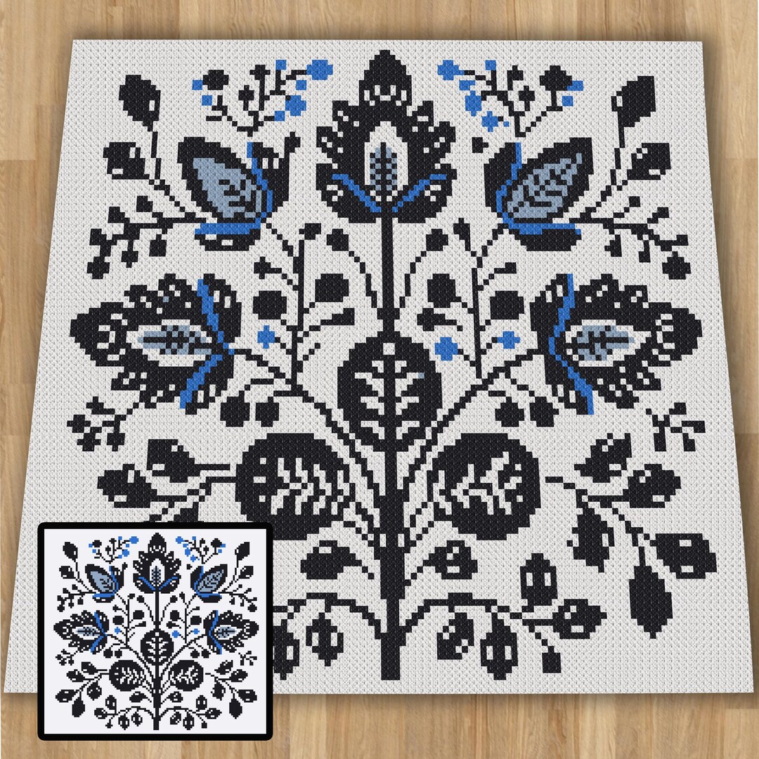 Flowers, Graph, Pattern, C2C and Tapestry Crochet, Crochet, Blanket ...