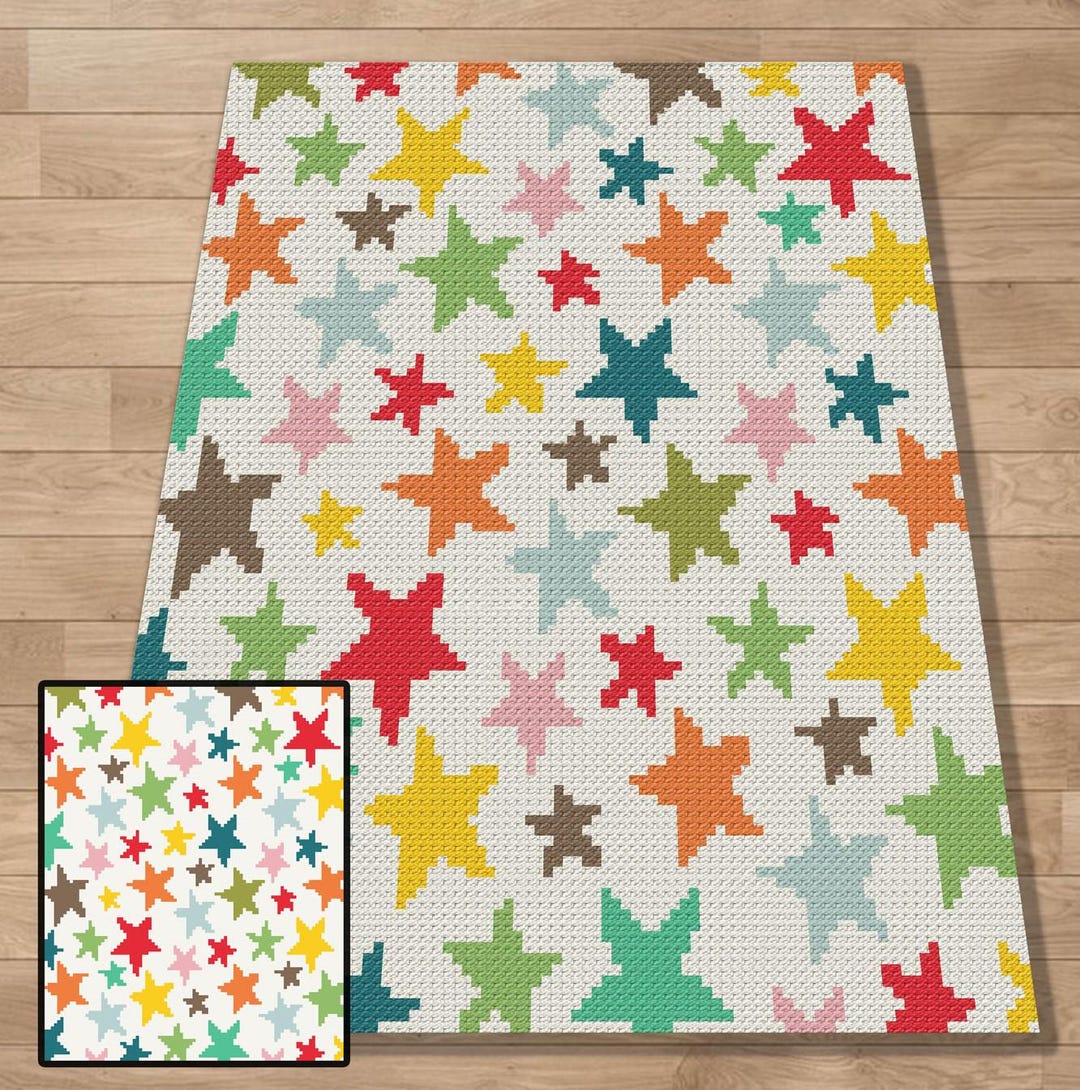 PATCHWORK, Graph, Pattern, C2C and Tapestry Crochet, Crochet, Blanket ...