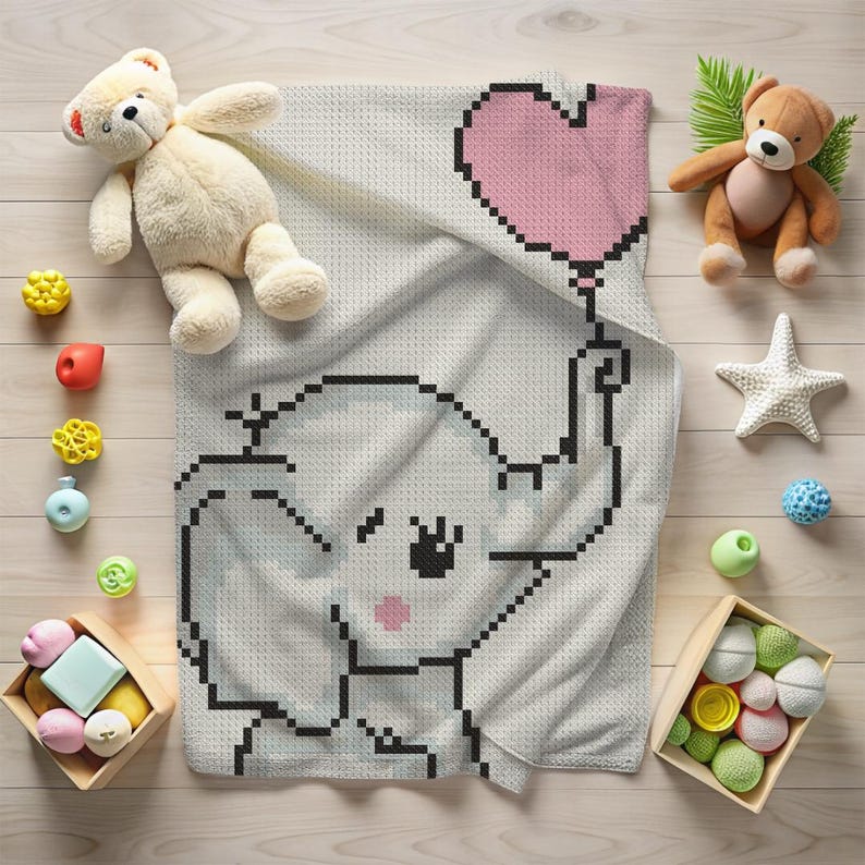 Baby Elephant, Graph, Pattern, C2C and Tapestry Crochet, Crochet ...