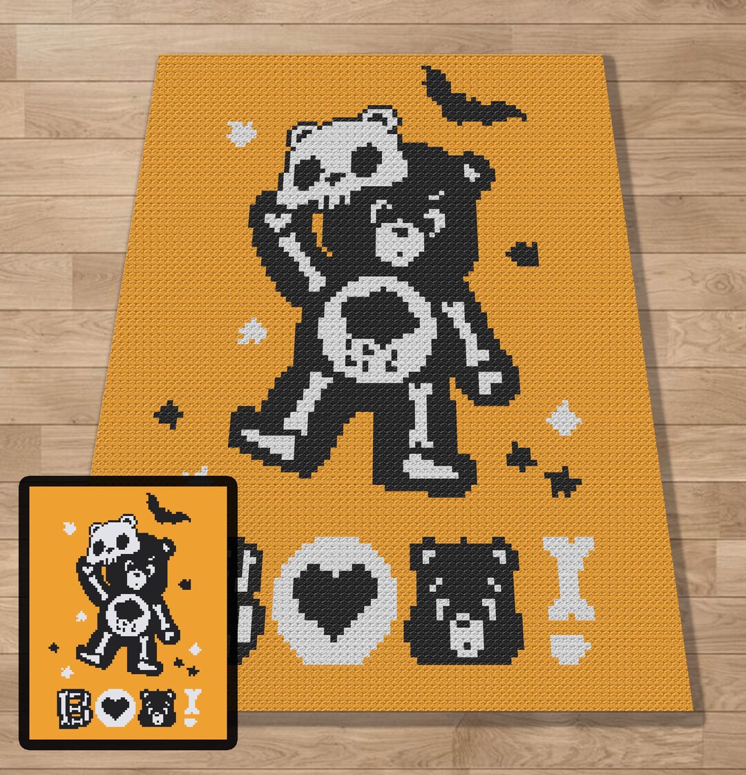 Halloween Bear, Graph, Pattern, C2C and Tapestry Crochet, Crochet ...