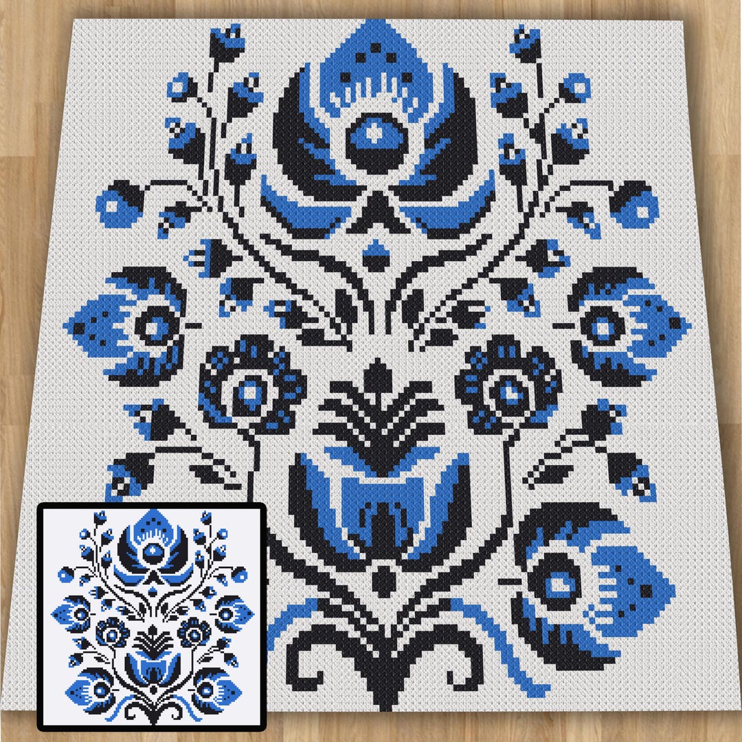 Flowers, Graph, Pattern, C2C and Tapestry Crochet, Crochet, Blanket ...