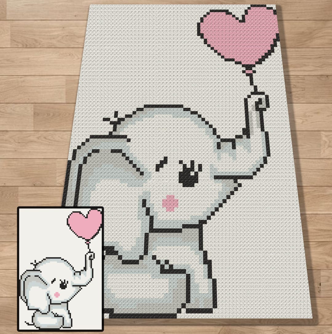 Baby Elephant, Graph, Pattern, C2C and Tapestry Crochet, Crochet ...