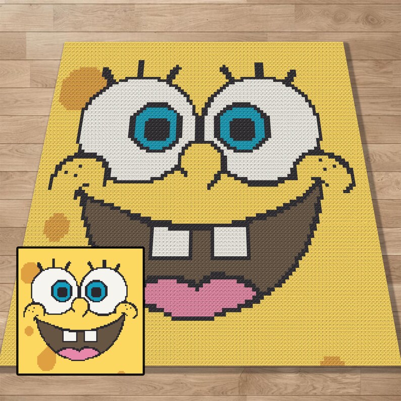 Spongebob's Face , Graph, Pattern, C2C and Tapestry Crochet, Crochet ...