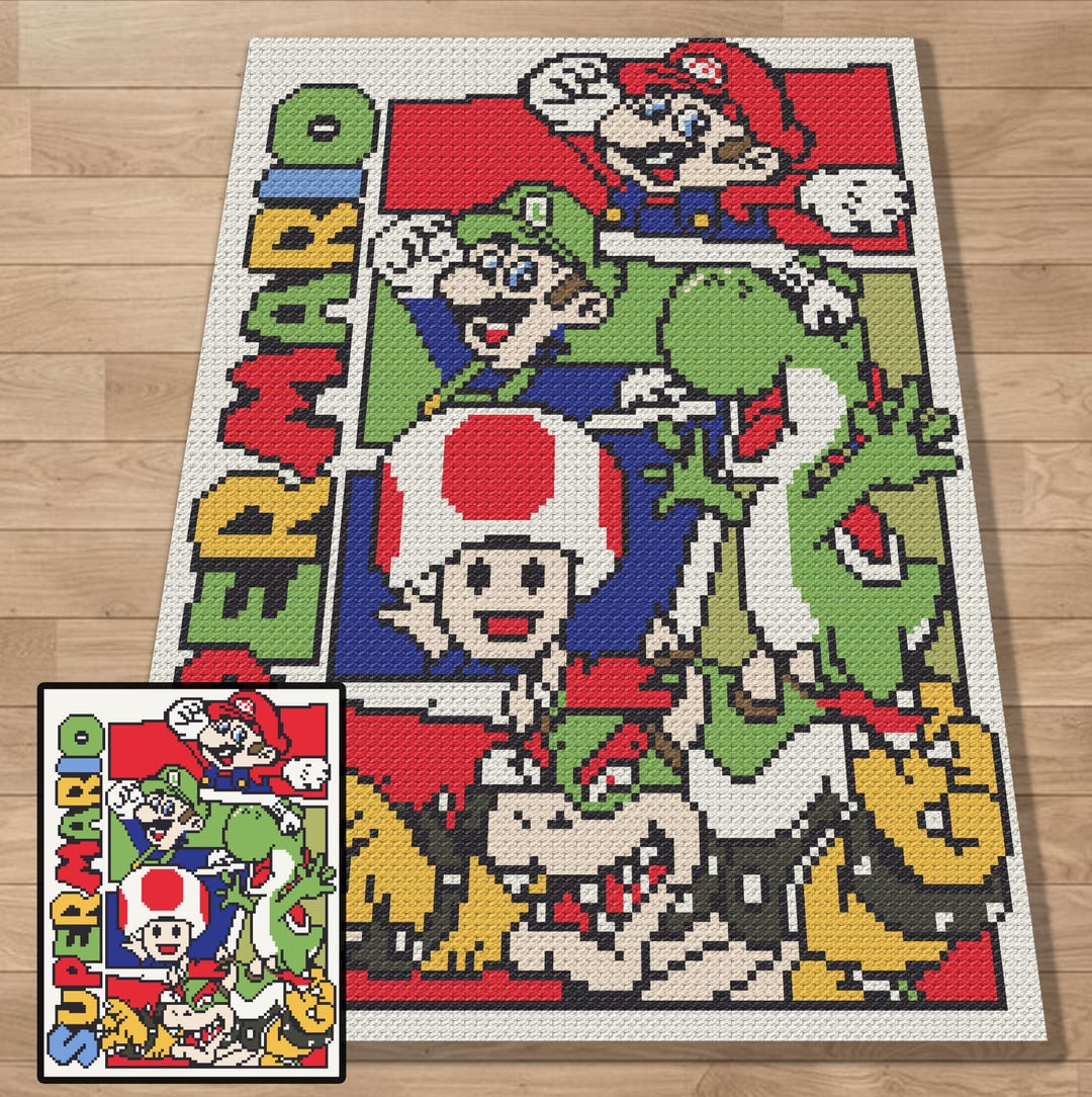 Super Mario, Graph, Pattern, C2C and Tapestry Crochet, Crochet, Blanket ...