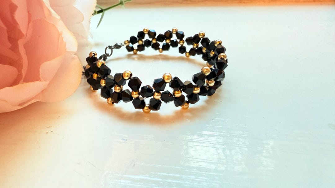Handmade Beaded Flower Bracelet: Crystal Floral Design - Etsy