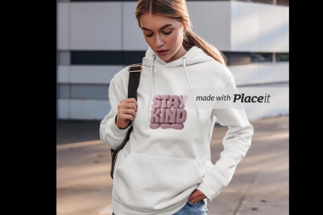 Stay Kind Bubble Letters Hoodie | Pink 3D Typography Sweatshirt - Etsy