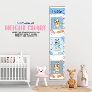 Name Height Chart | Personalized Bluey Growth Chart for Kids Room Decor ...