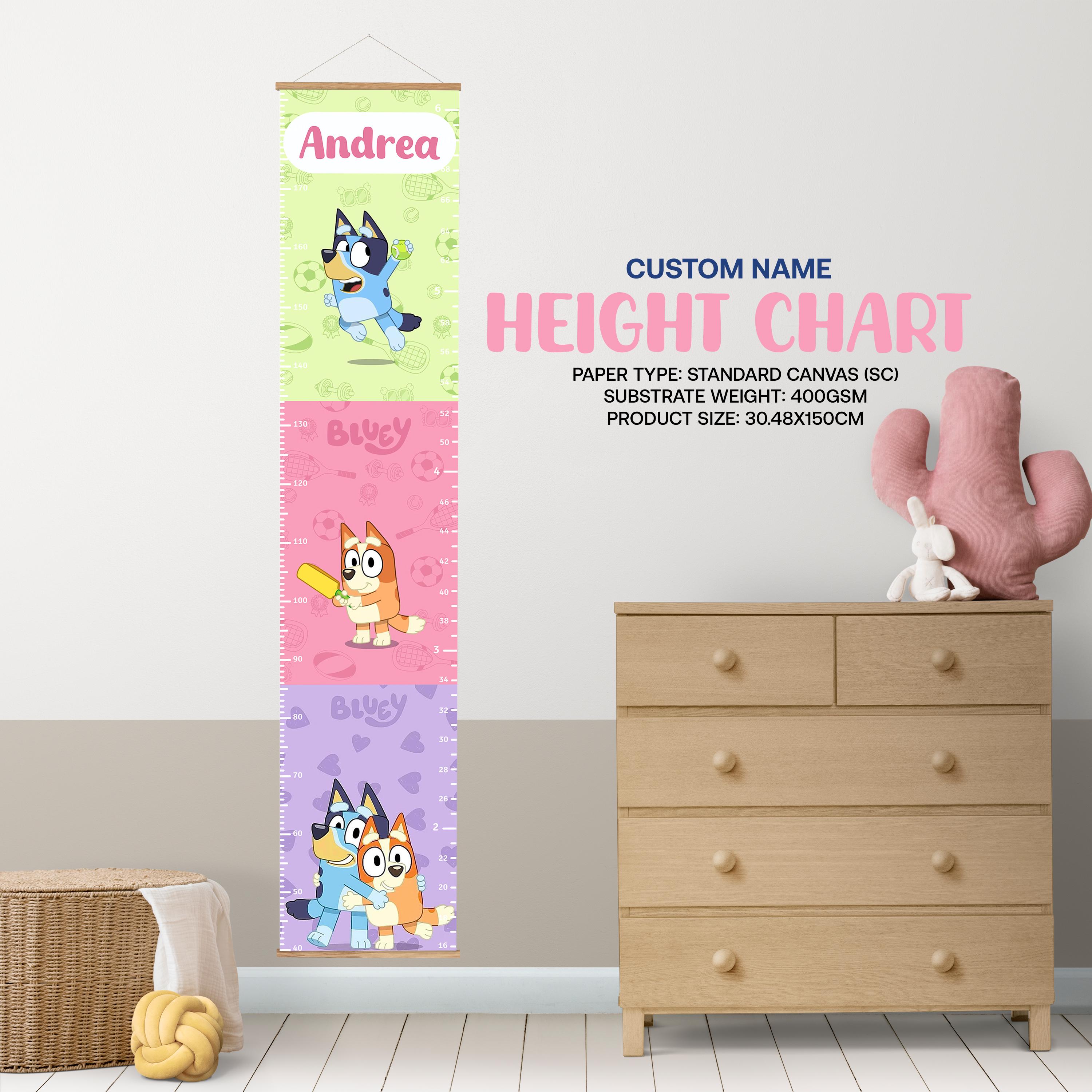 Name Height Chart | Personalized Bluey Growth Chart for Kids | Custom ...