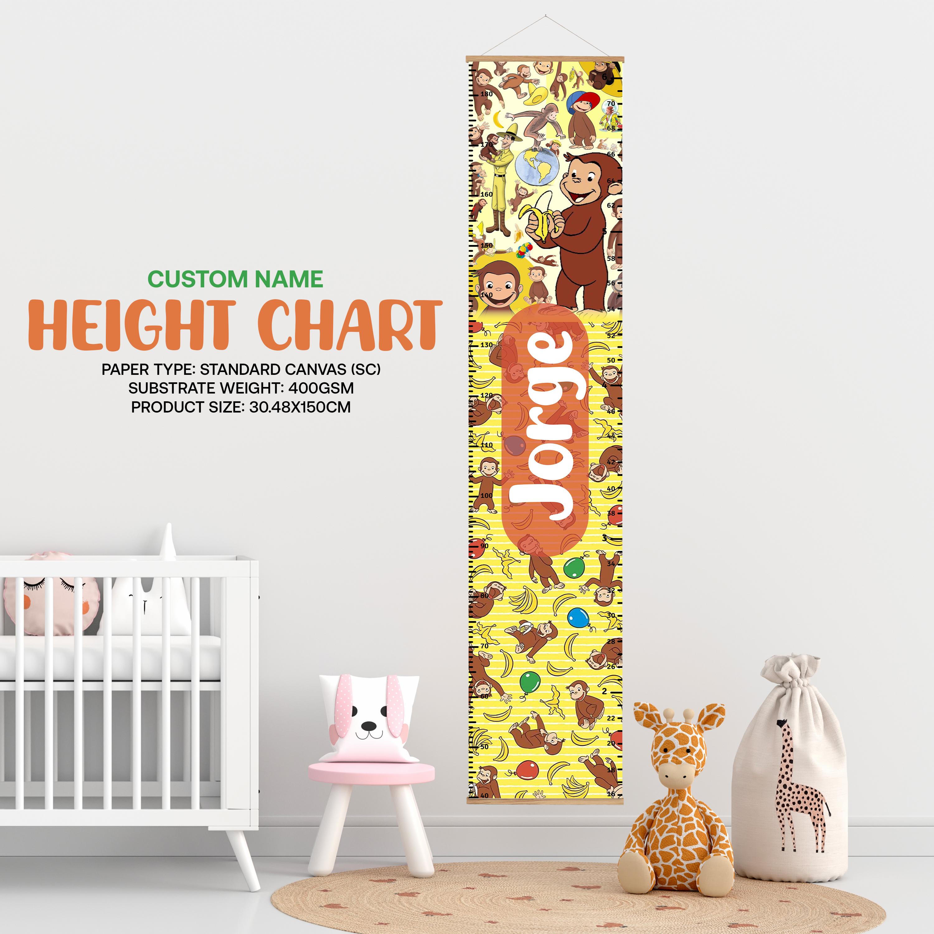 Name Height Chart | Personalized Curious George Growth Chart for Kids ...