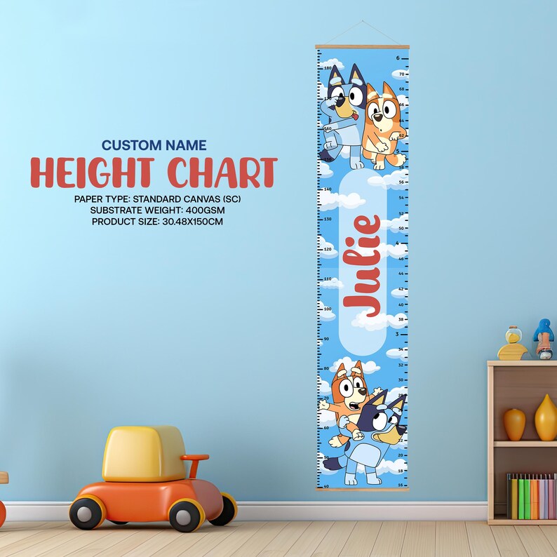 Name Height Chart | Personalized Bluey Growth Chart for Kids | Unique ...