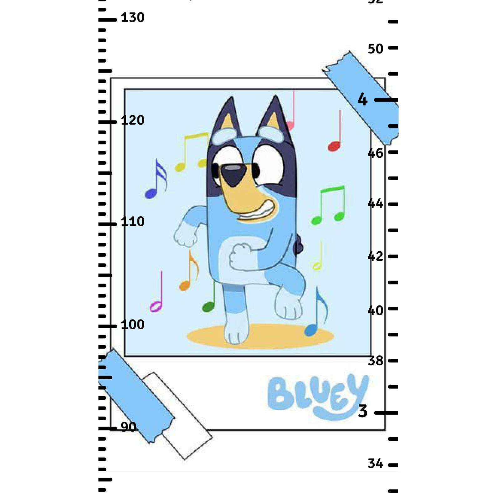 Name Height Chart | Personalized Bluey Growth Chart for Kids Room Decor ...