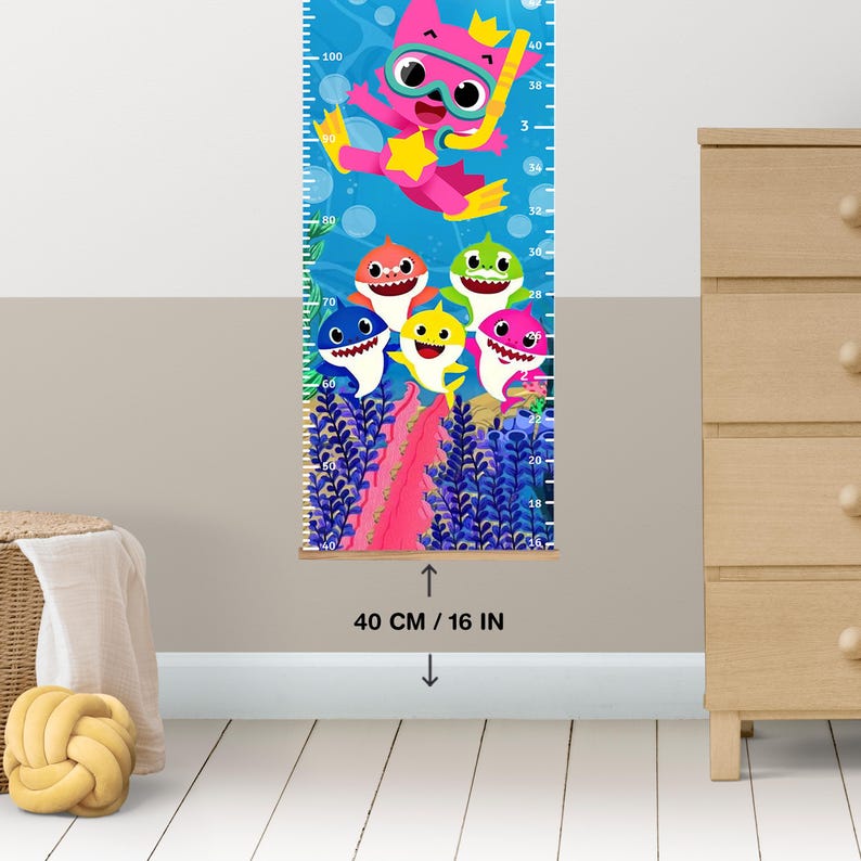 Personalized Baby Shark Growth Chart Custom Name Height Decor for Kids ...