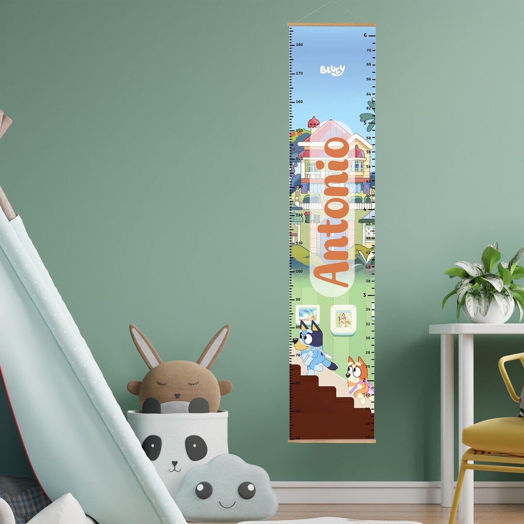 Name Height Chart | Personalized Bluey Growth Chart for Kids | Custom ...