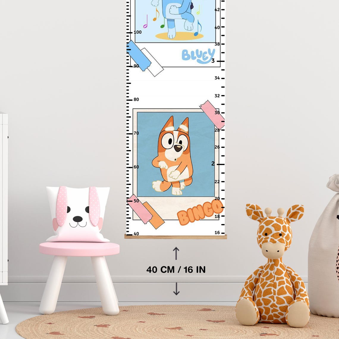 Name Height Chart | Personalized Bluey Growth Chart for Kids Room Decor ...