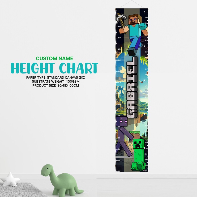Name Height Chart | Personalized Minecraft Growth Chart for Kids ...